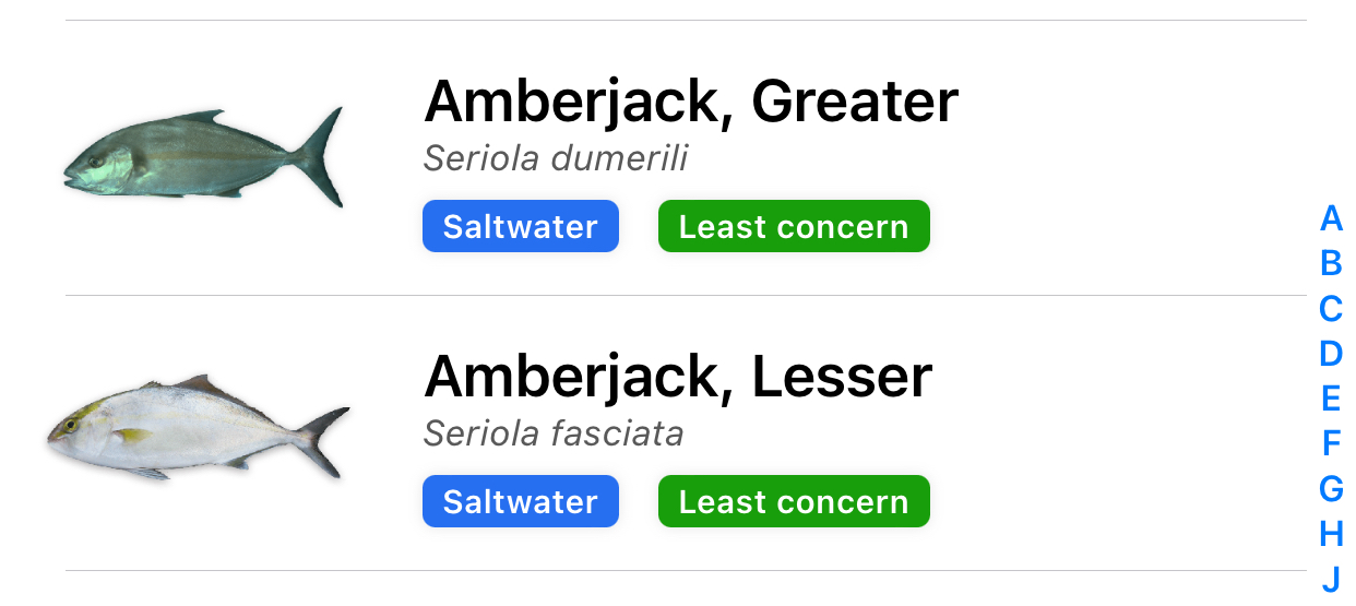 Browsing the Species database – Fishing Points Help Center